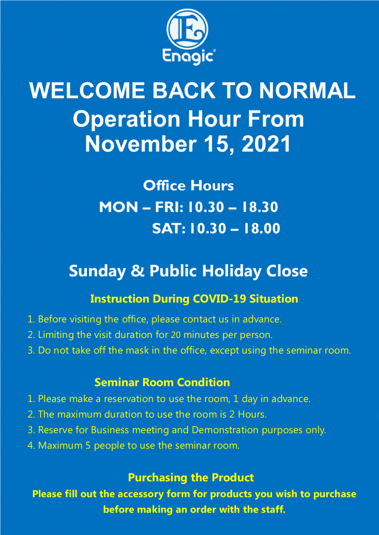 WELCOME BACK TO NORMAL OPERATION – Enagic® Thailand