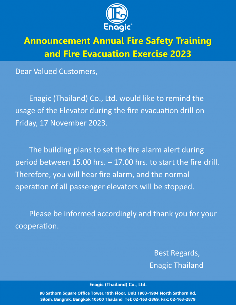 Announcement Annual Fire Safety Training and Fire Evacuation Exercise ...
