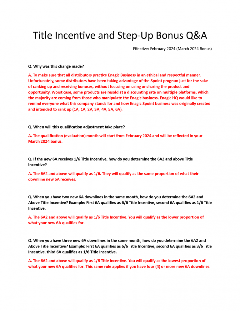 Qualification Adjustments for 6A and Above Title Incentives and 6A Step ...