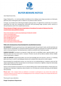 𝐂𝐎𝐌𝐏𝐋𝐈𝐀𝐍𝐂𝐄 𝐍𝐎𝐓𝐈𝐂𝐄 | BUYER BEWARE NOTICE – Enagic® Thailand