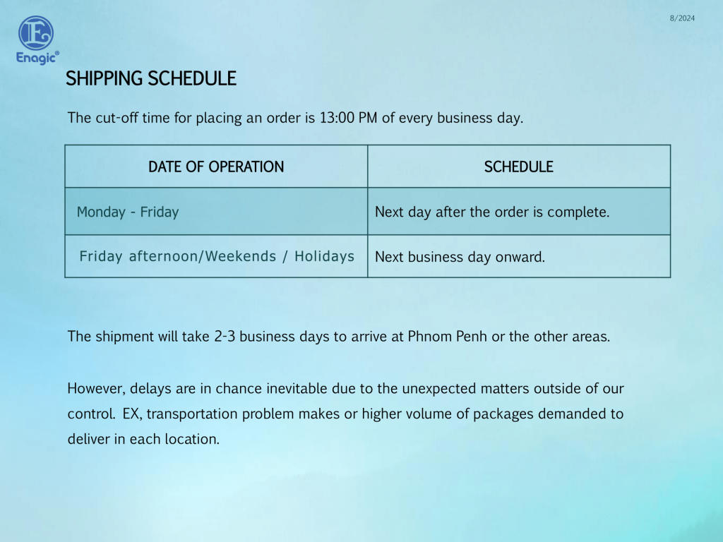 Cambodia Machine Shipment Process 2024 – Enagic® Thailand